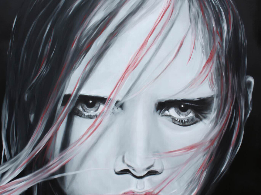 Kyra Cowan, Fierce!, Oil on Board, 48" x 36", Courtesy of Agora Gallery ...