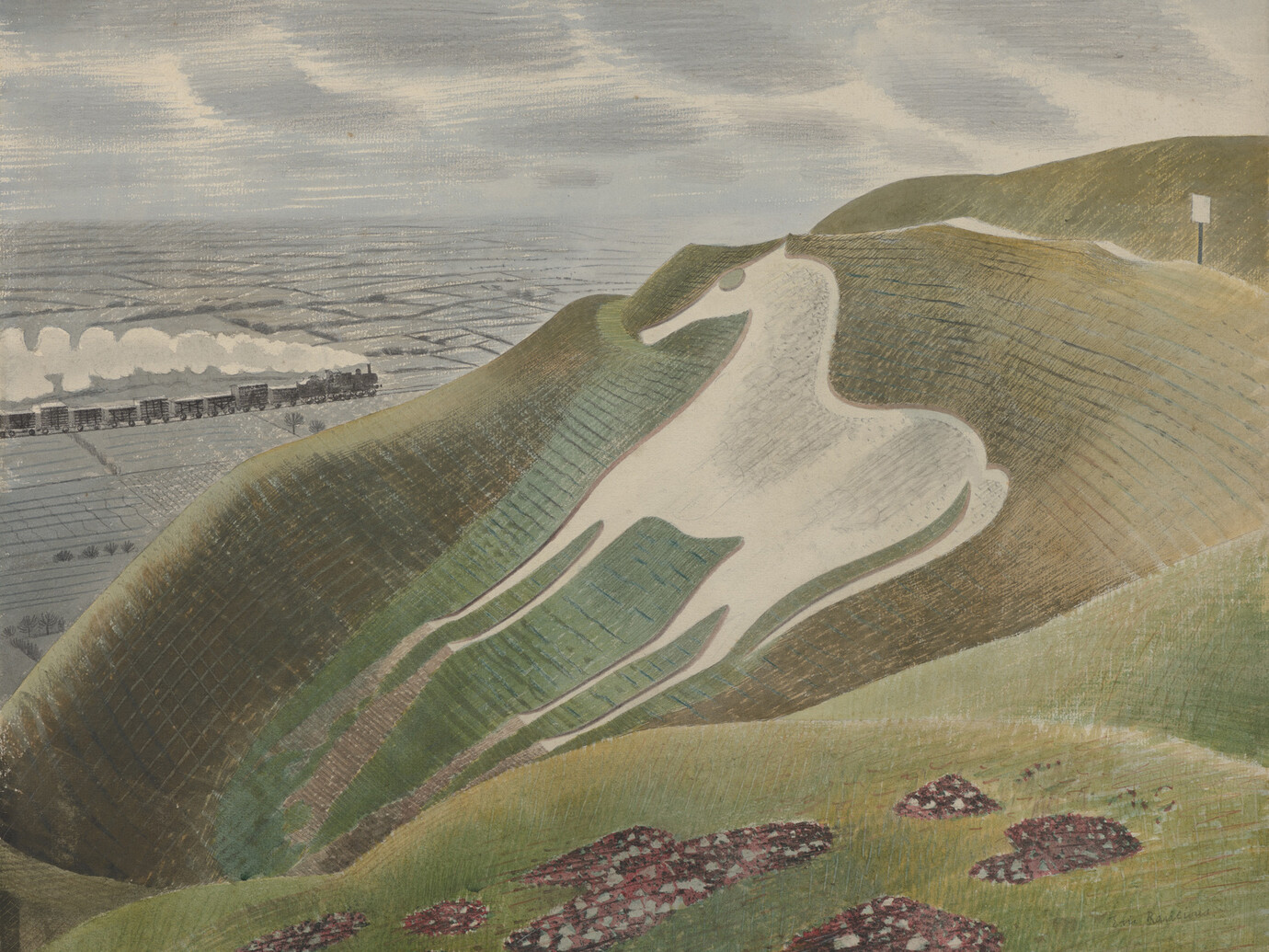 Eric Ravilious, The Westbury Horse, 1939, Watercolour and pencil on ...