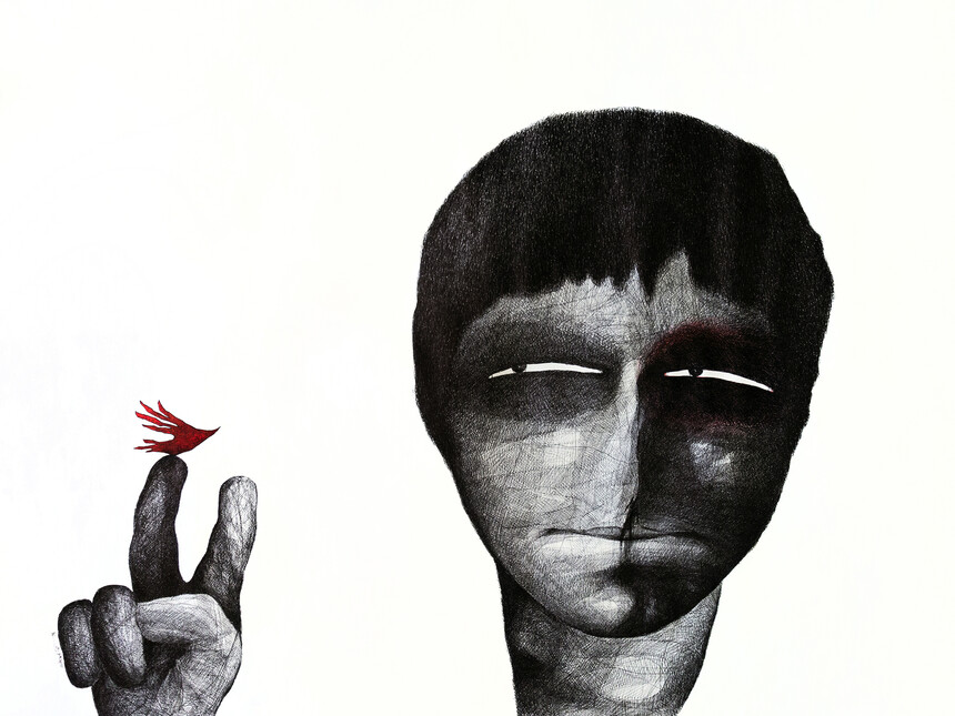 Nihad Al Turk, Hamza el Khatib, 2015, Ink on paper, 110 x 144 cm ...