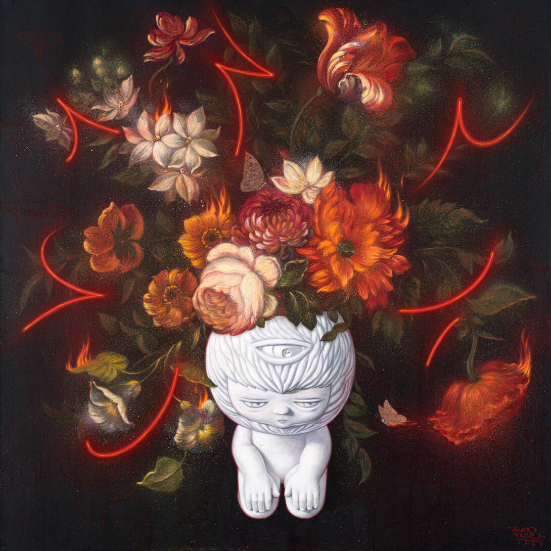 Alex Face. Neon and fire vanitas | Meer