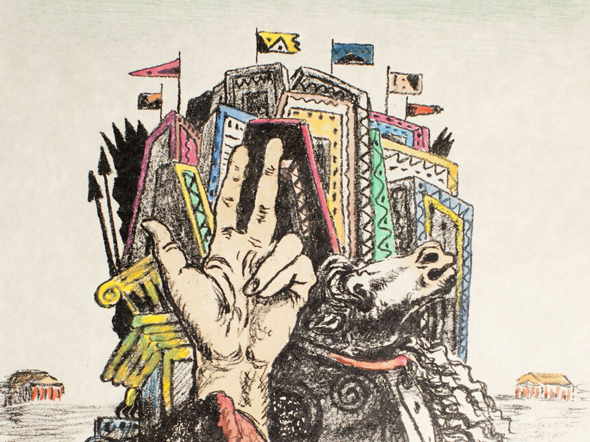 Giorgio de Chirico, Trofeo, 1969. Litografia colorata a mano dall ...