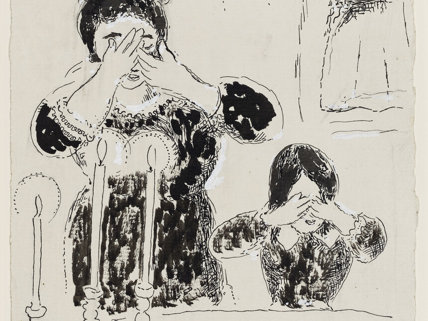 Marc Chagall, Shabbath, from the book Burning Lights, India ink, wash ...