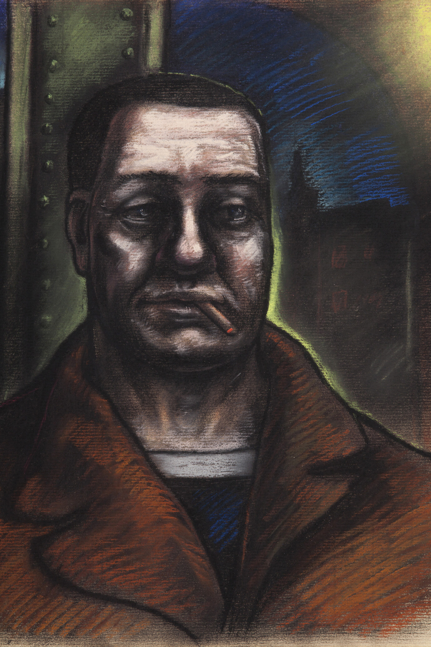 Peter Howson, The Docker, 1985, pastel, 40 x 31 cm | The Scottish Gallery