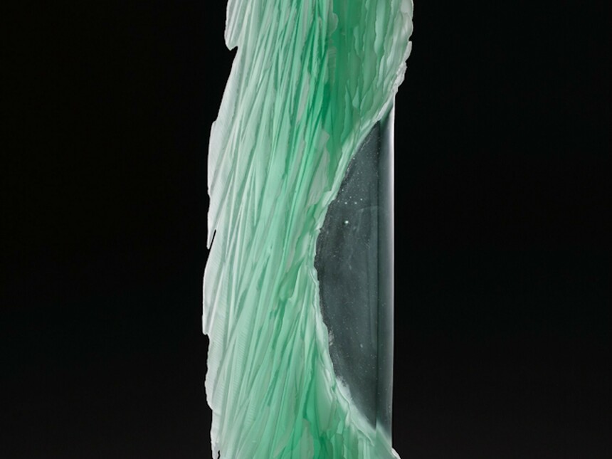 Alex Gabriel Bernstein, Green Window, 2015, carved glass, 22.50x6.50x4 ...