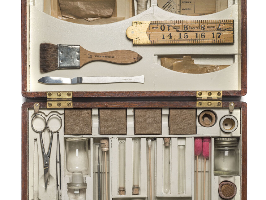 Murder bag: a forensics kit used by detectives attending crime scenes ...