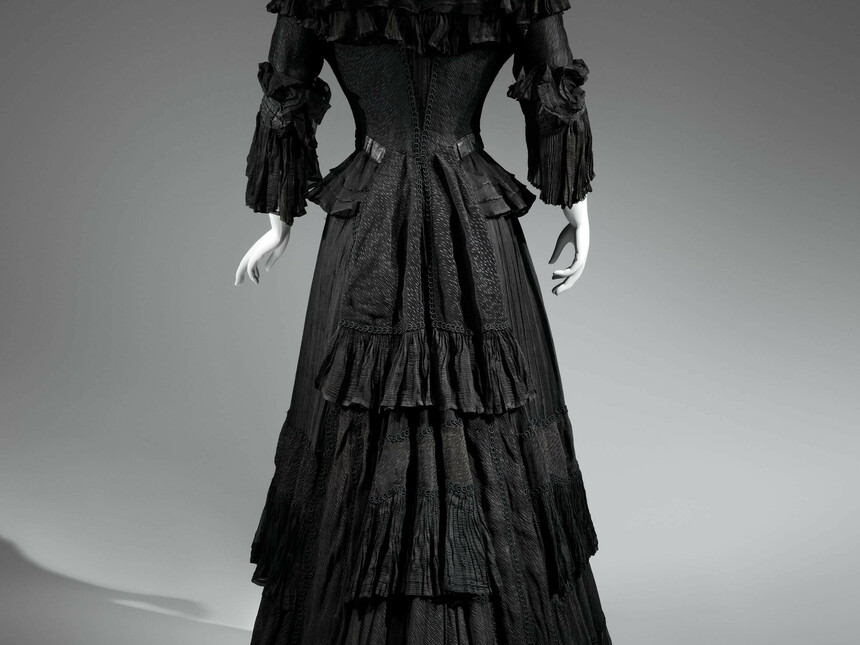 Mourning Dress, 1902-1904, Black silk crape, black chiffon, black ...